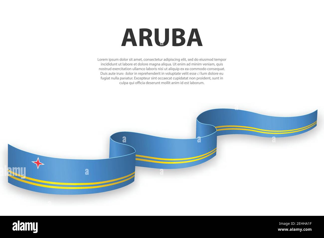 Waving ribbon or banner with flag of Aruba. Template for independence ...