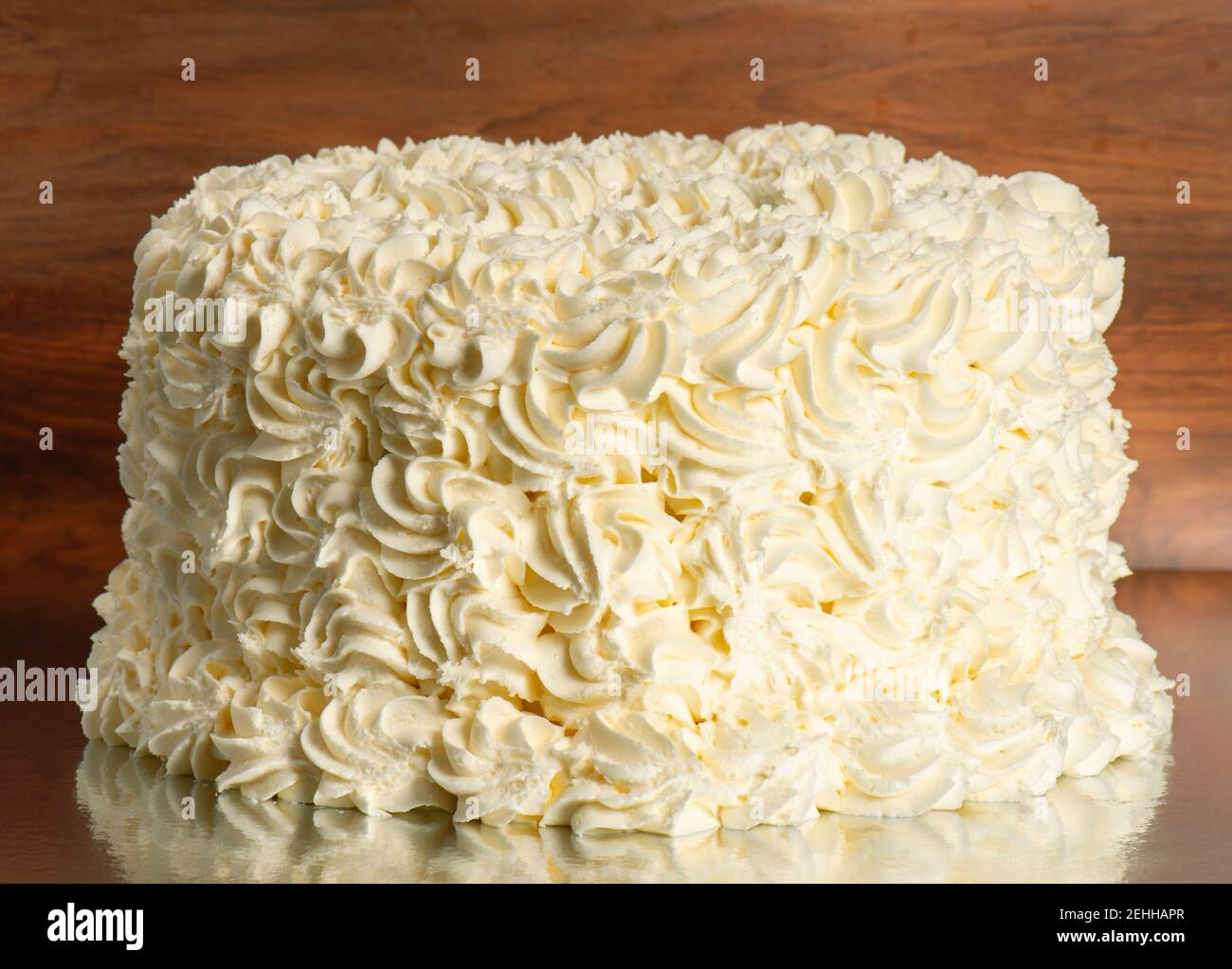 Classic rosette icing sponge cake. Detailed food background Stock Photo ...