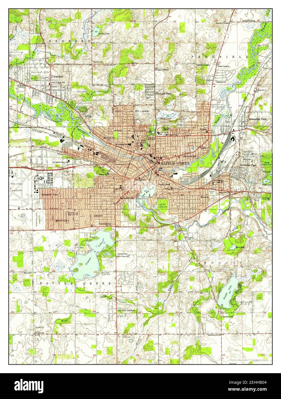Battle creek michigan map hi-res stock photography and images - Alamy