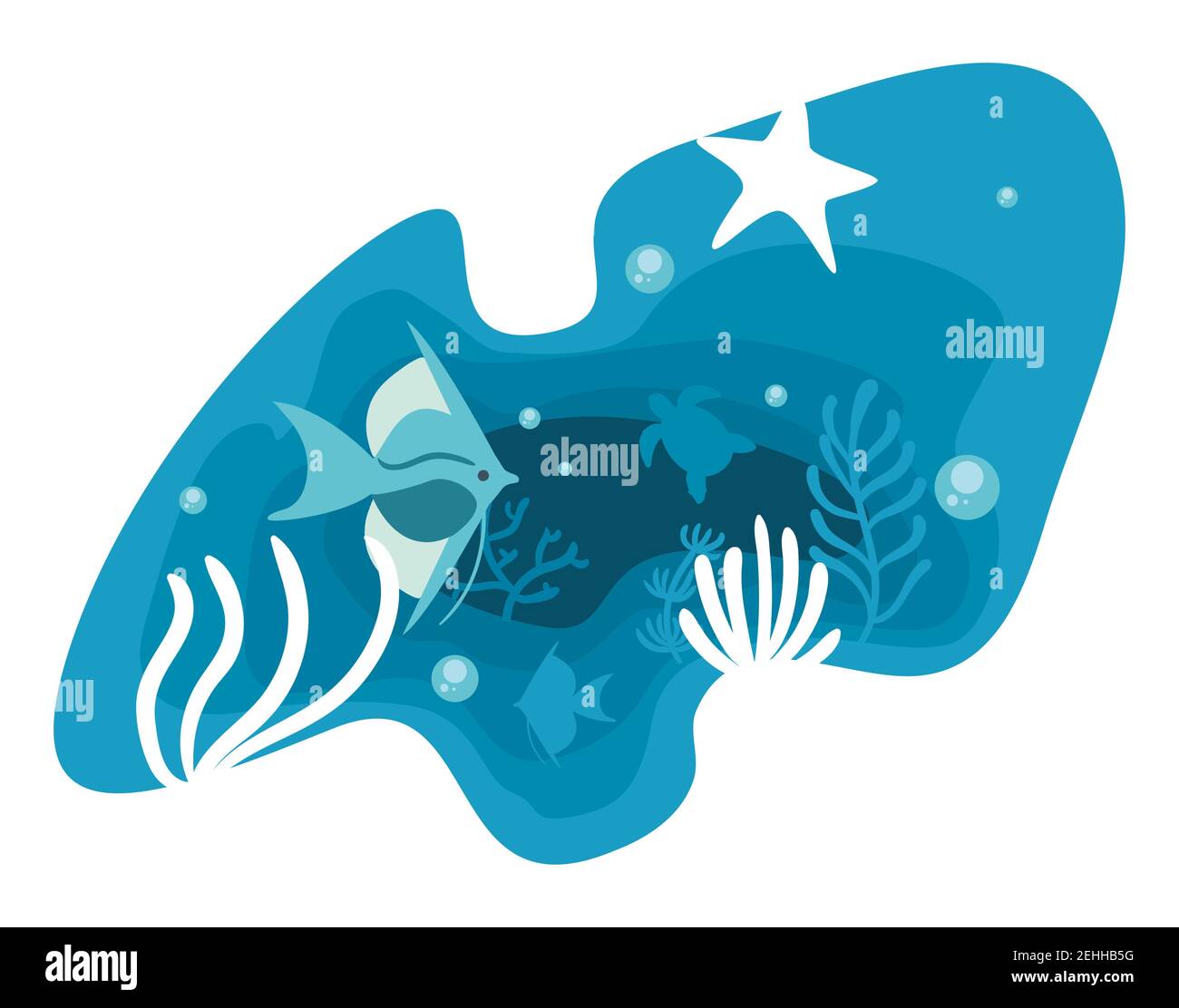 Fish animal seastar and corals design Sea life ecosystem fauna and ...