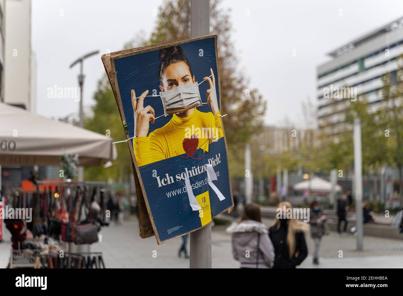 Wear face mask marketing campaign of the government. Poster in the city ...