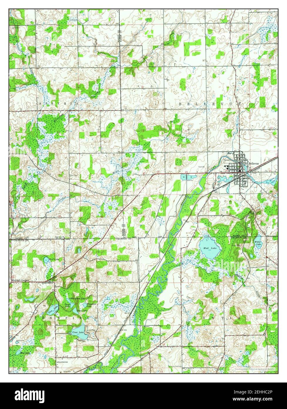 Bellevue michigan map hi-res stock photography and images - Alamy