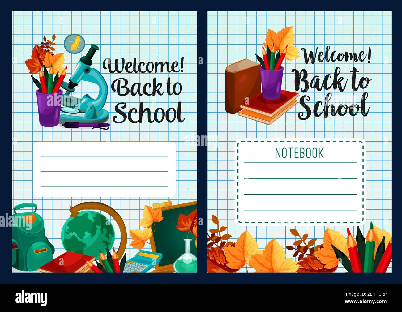 Welcome Back to School notebook or copybook cover design template of ...