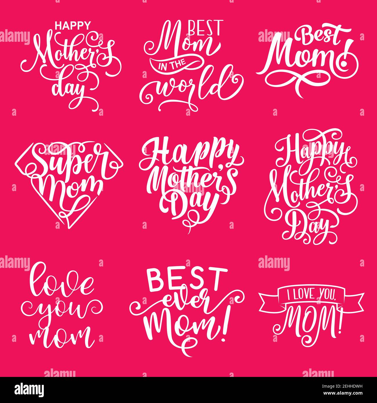 Mother Day lettering greeting card design. Hand drawn calligraphy quote ...