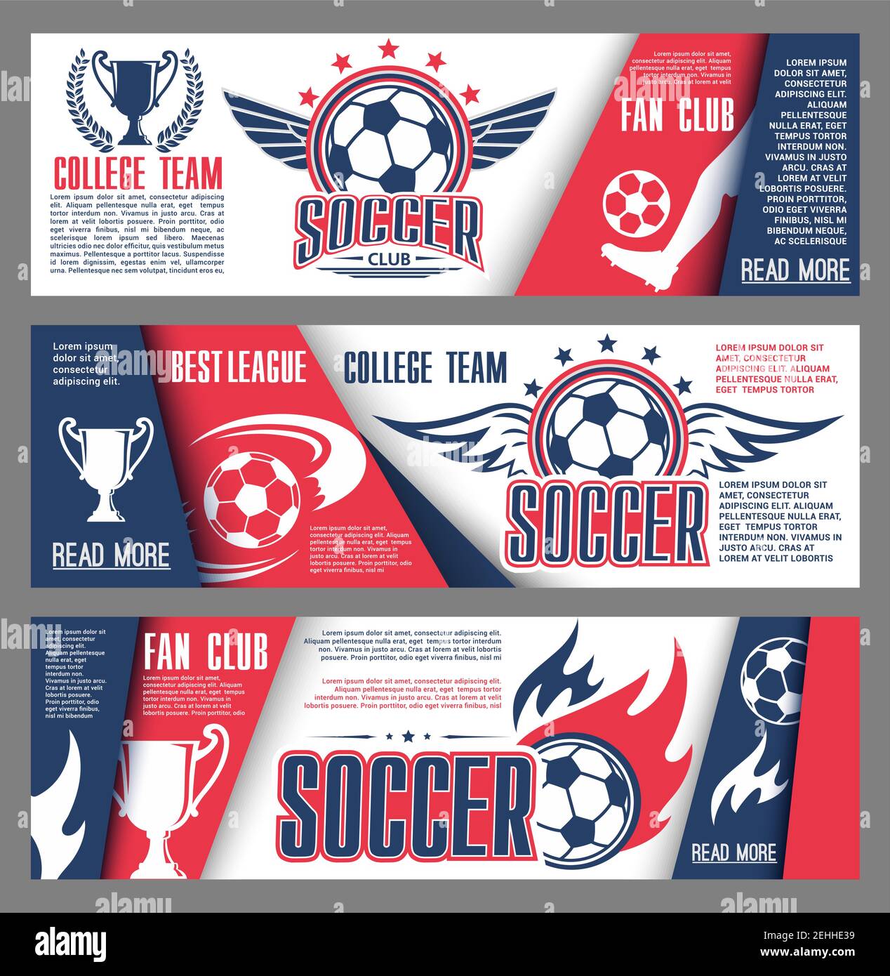 Soccer college team of football fan club banners design template ...