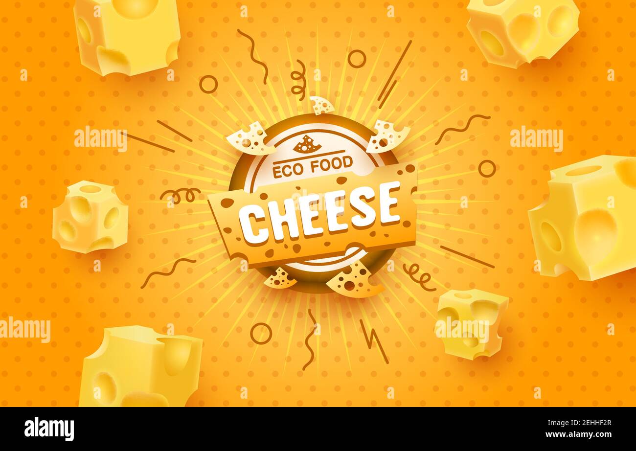Cheese label eco food poster, banner menu product. Vector illustration ...
