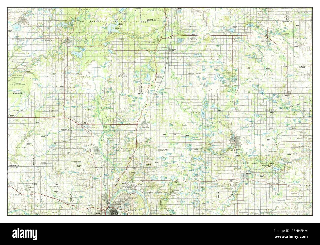 Cedar Springs, Michigan, map 1986, 1:100000, United States of America ...