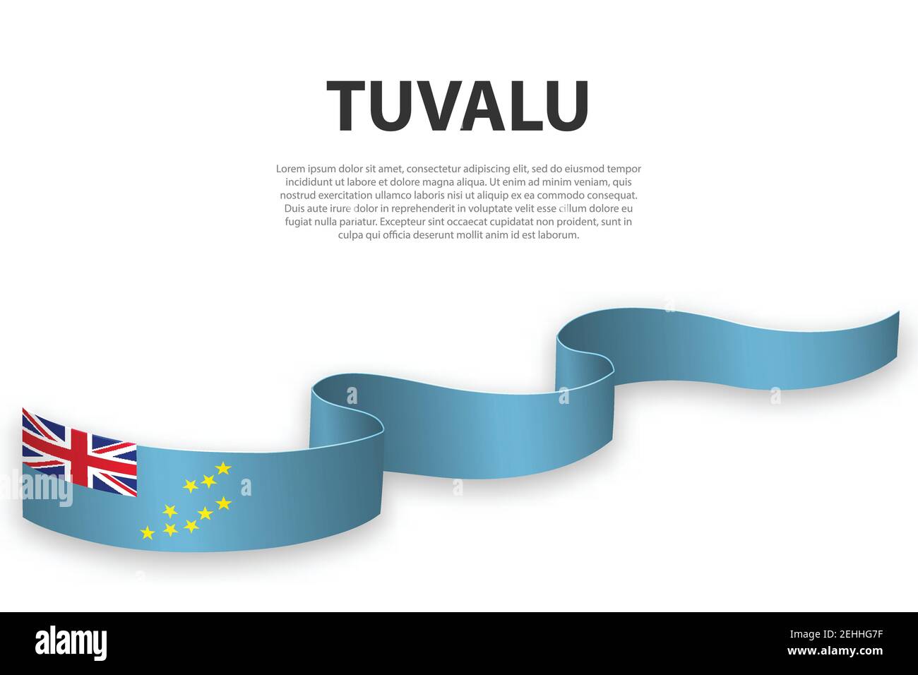 Waving ribbon or banner with flag of Tuvalu. Template for independence ...