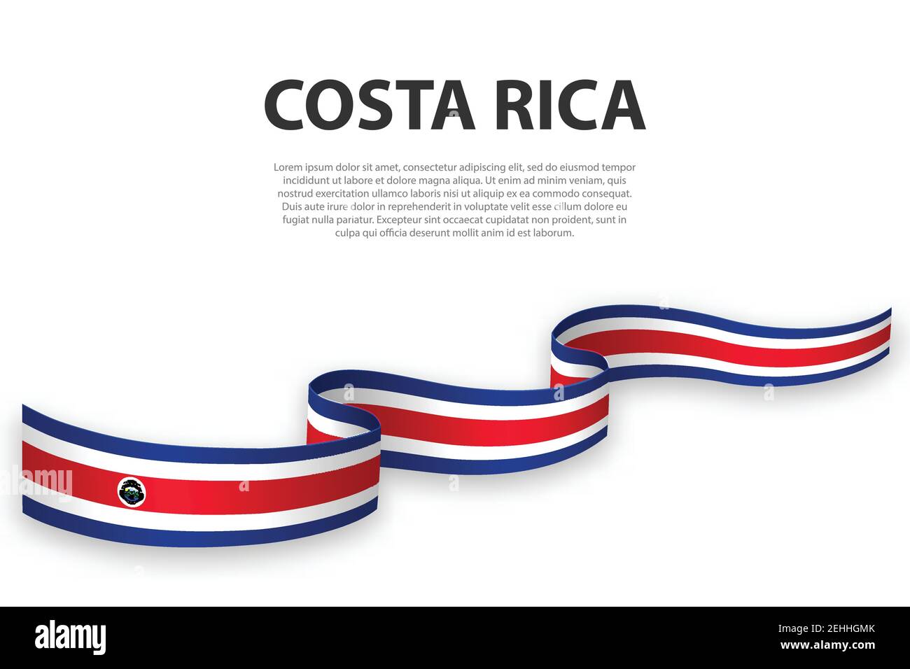Waving ribbon or banner with flag of Costa Rica. Template for ...