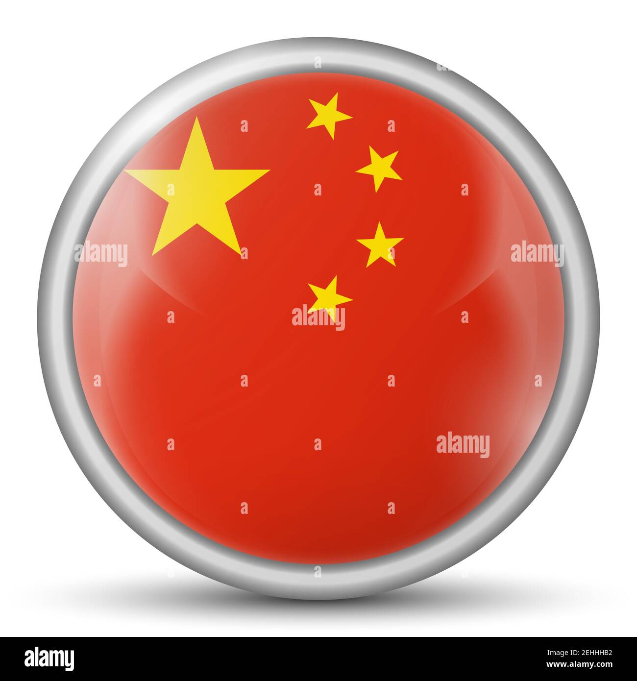 Glass light ball with flag of China. Round sphere, template icon ...