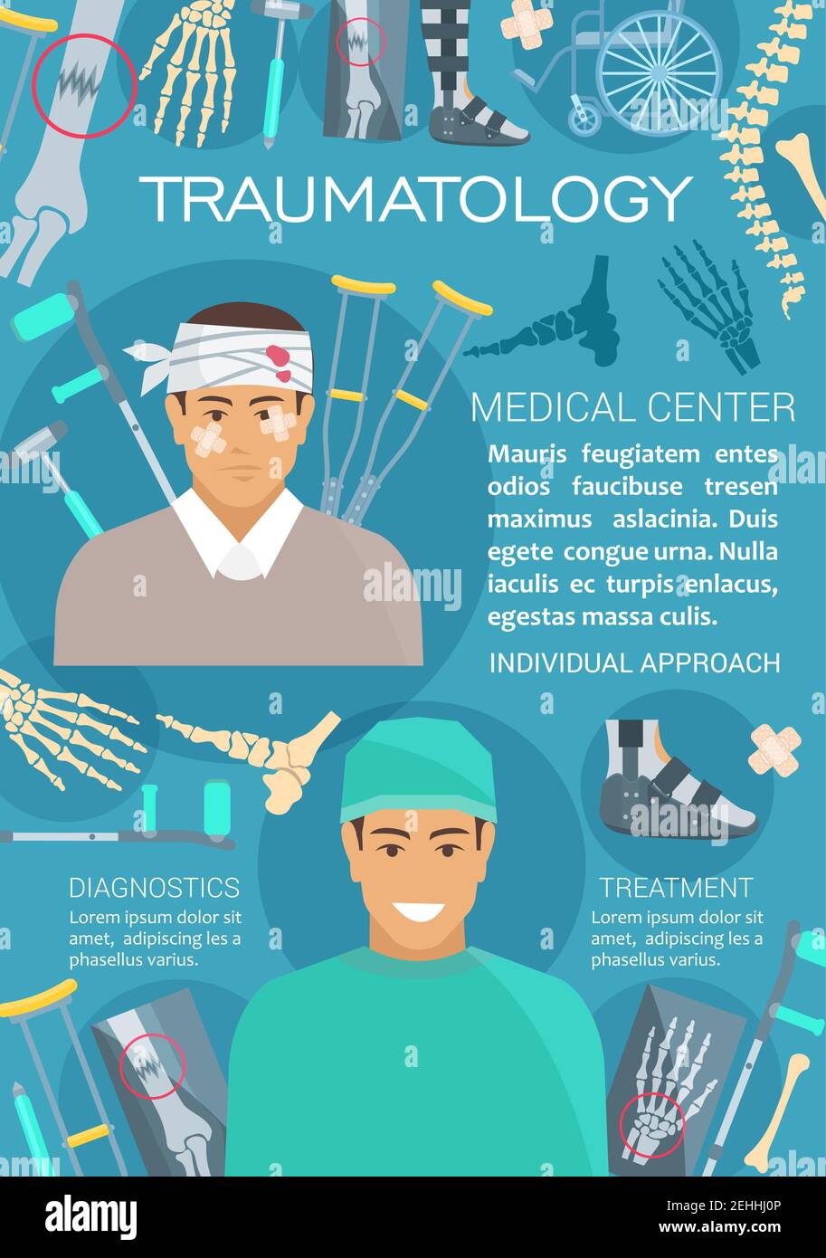 Traumatology medicine and trauma surgery banner template ...