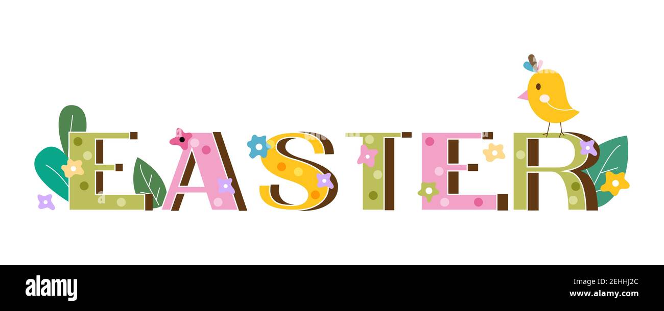 Easter colorful text letters in abstract style on white background ...