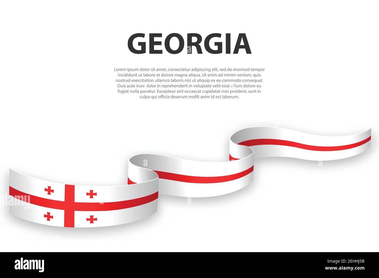 Waving ribbon or banner with flag of Georgia. Template for independence ...