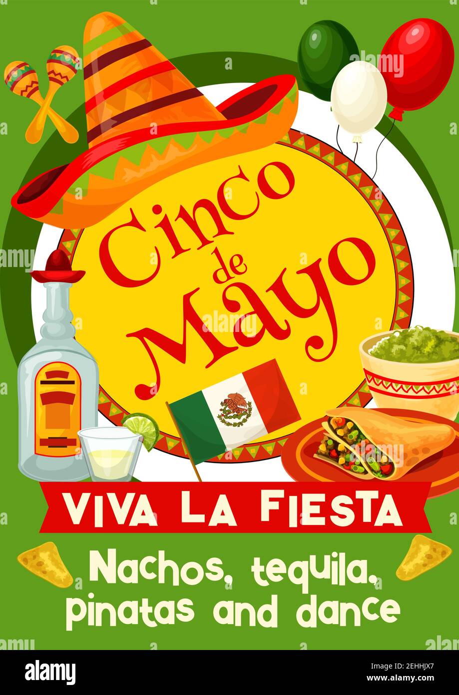 Mexican Cinco de Mayo holiday poster for fiesta party invitation ...