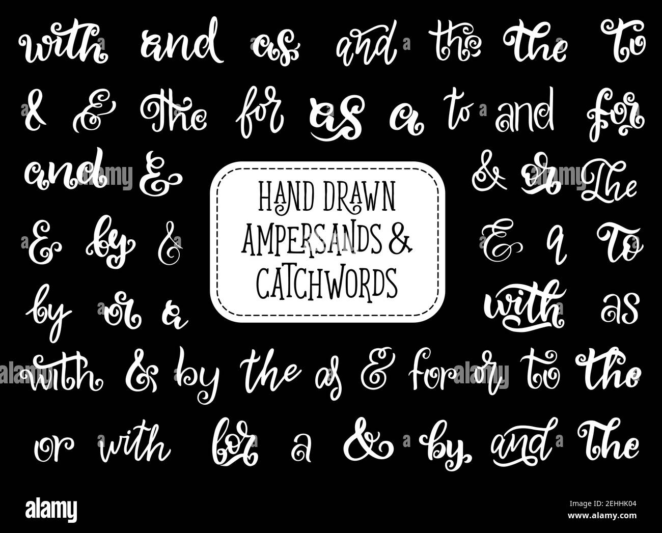 Ampersand and catchword lettering of vintage hand drawn font ...