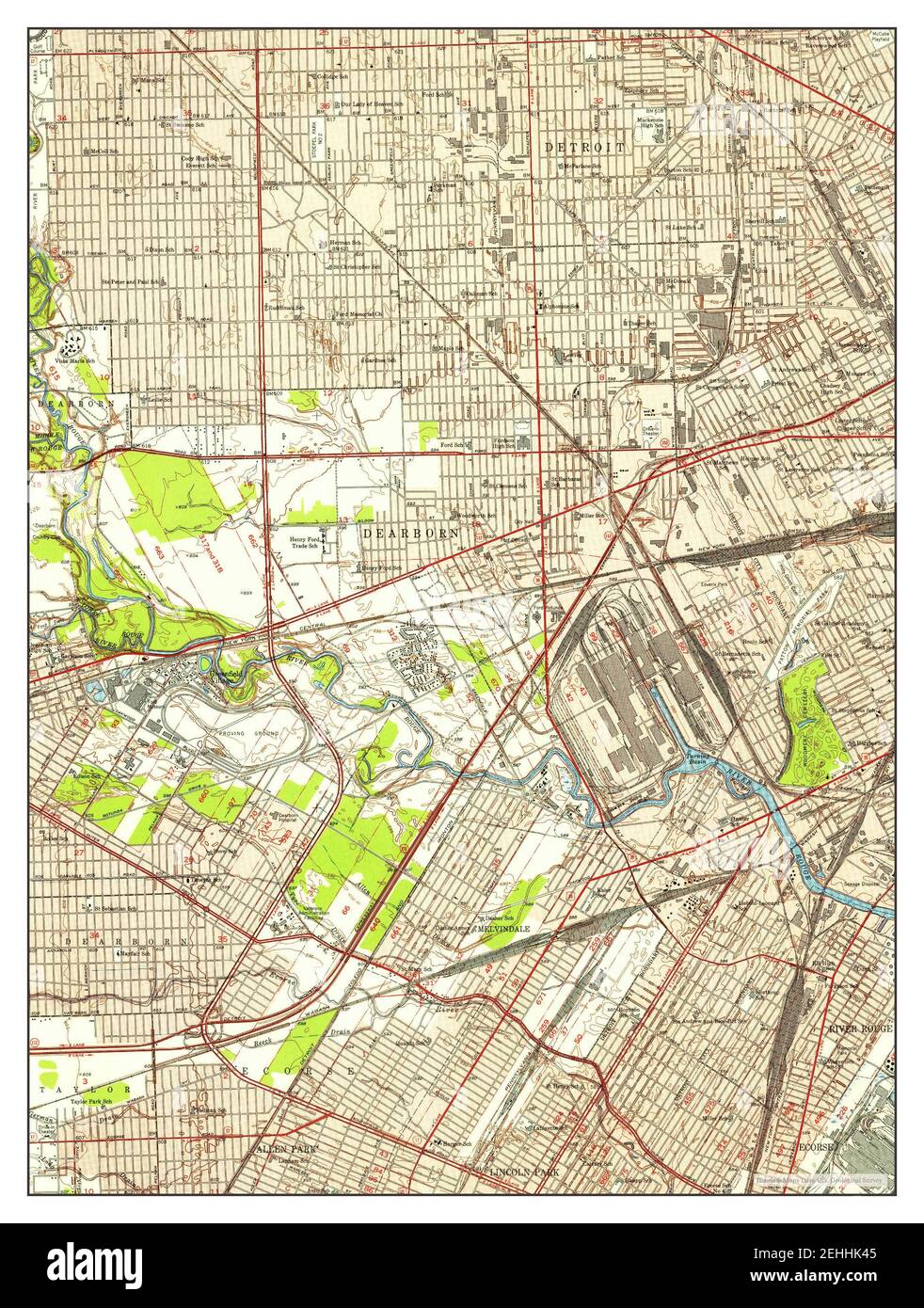 Dearborn, Michigan, map 1952, 1:24000, United States of America by ...