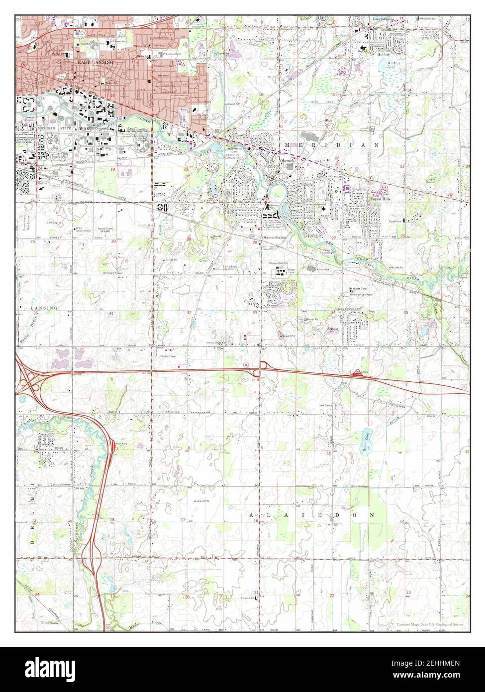 Vintage map of lansing hi-res stock photography and images - Alamy