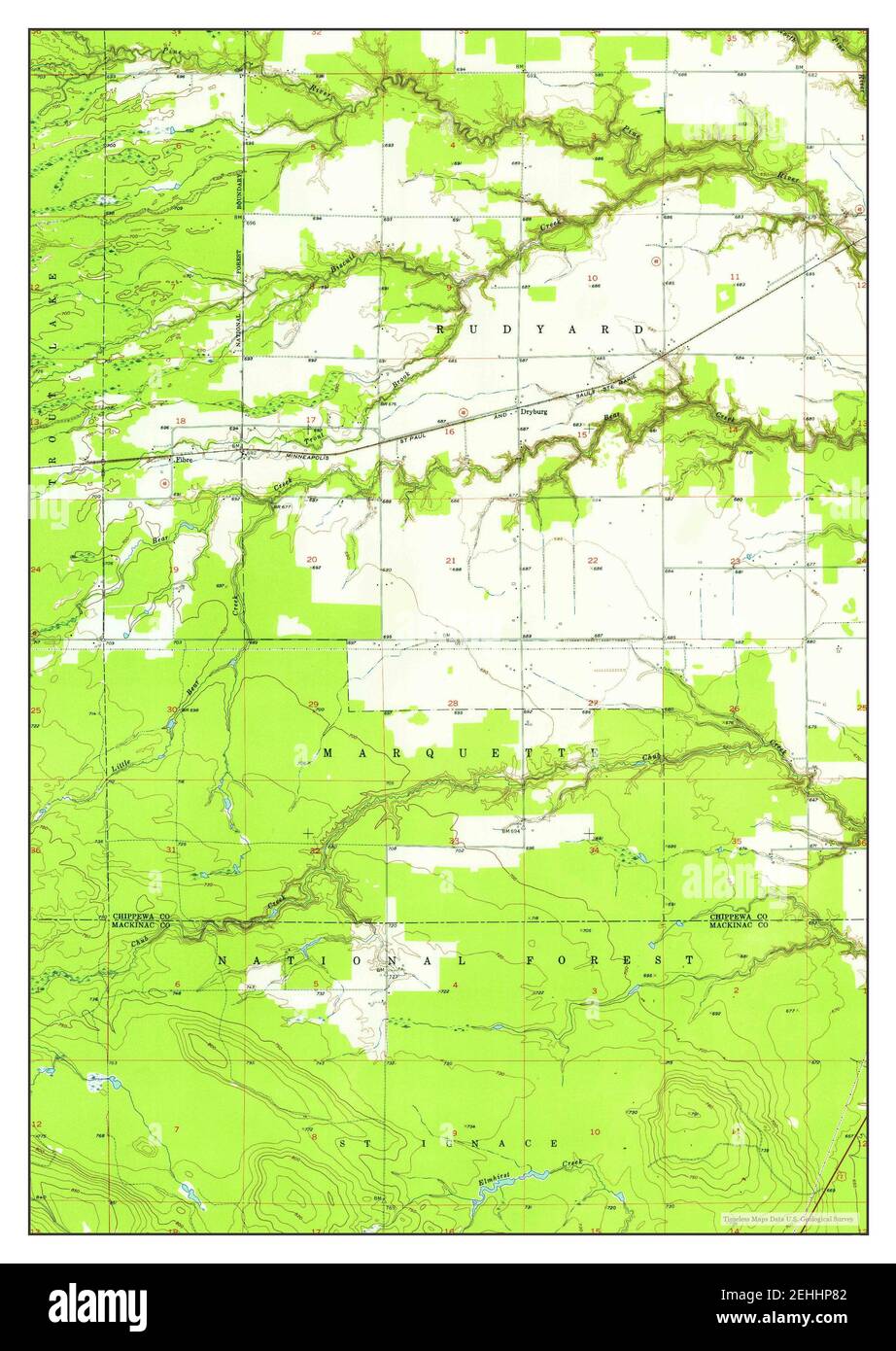 Fibre, Michigan, map 1953, 1:24000, United States of America by ...