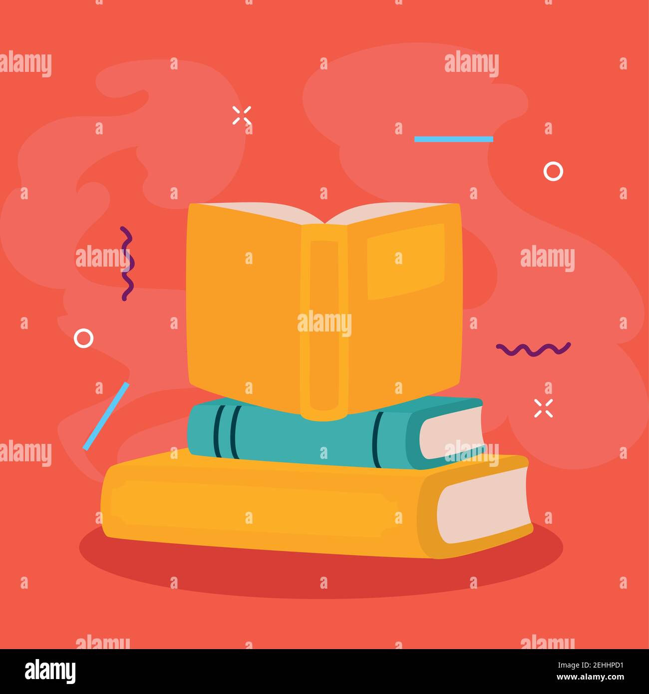 three books on red background design, Education literature and read ...