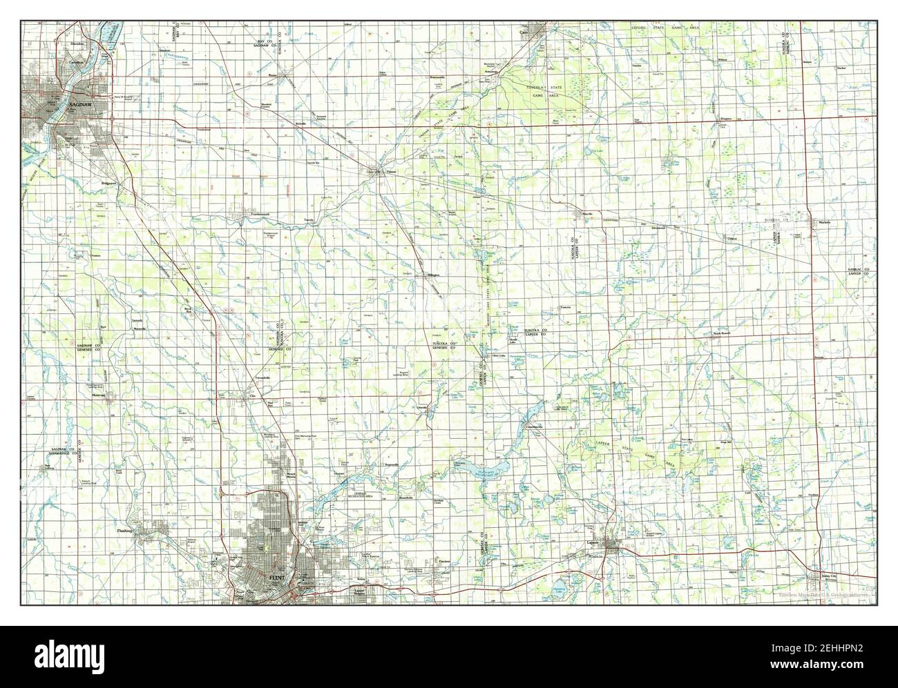 Flint, Michigan, map 1984, 1:100000, United States of America by ...