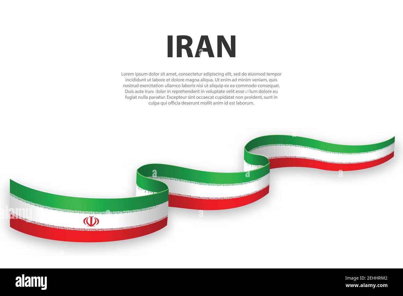 Waving ribbon or banner with flag of Iran. Template for independence day poster design Stock ...