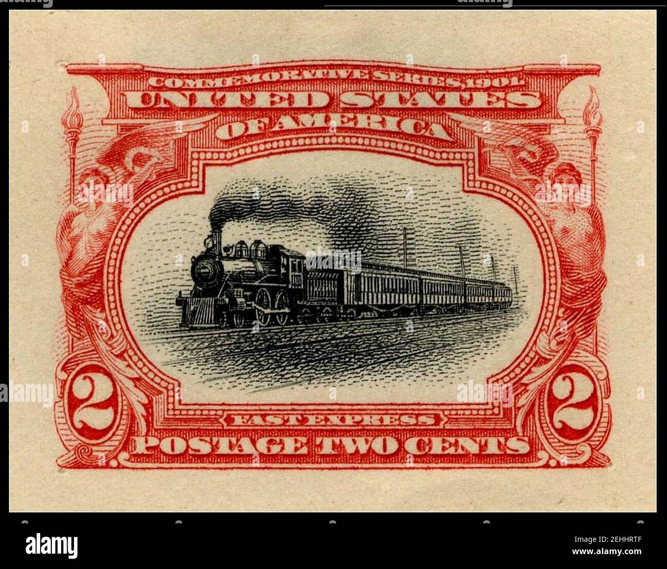 Panama-Pacific Train die proof 2c 1915 issue Stock Photo - Alamy
