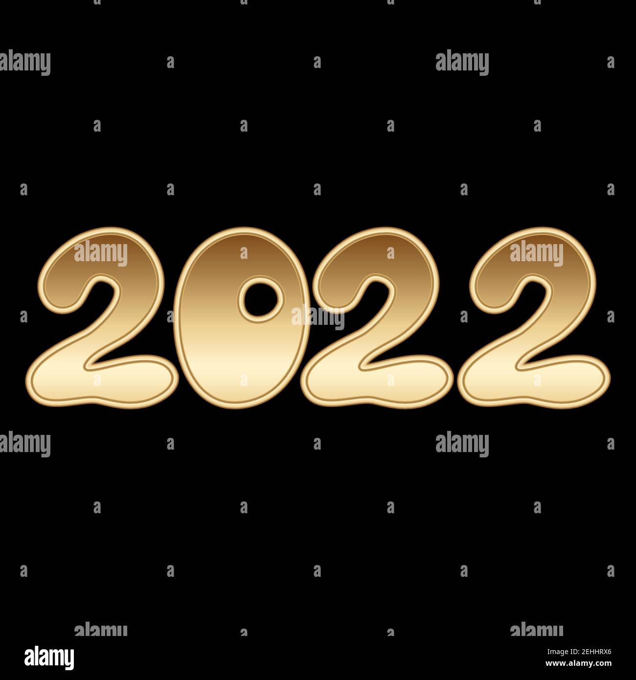 2022 hand written golden lettering isolated on black background. Great ...