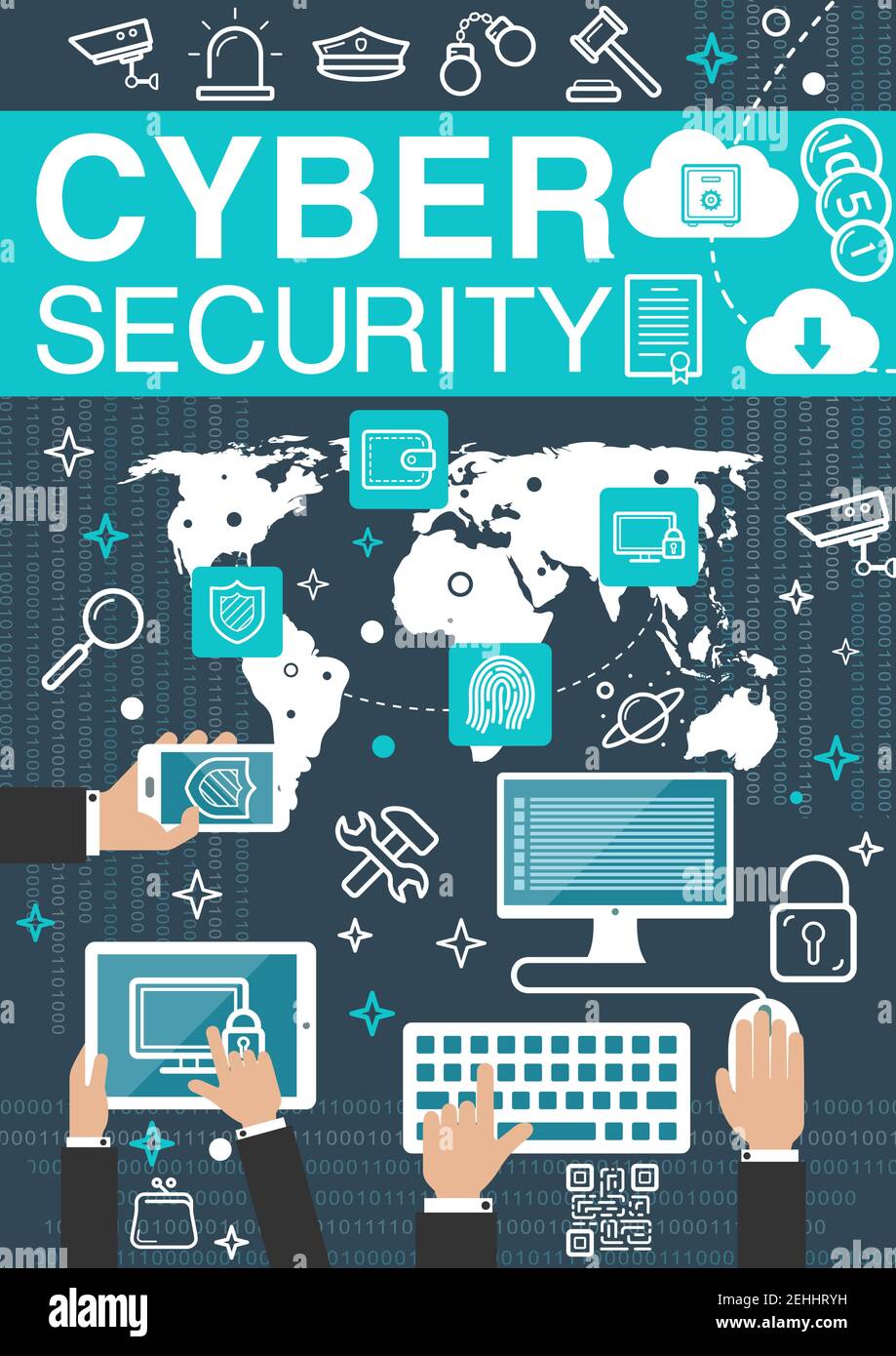 Cyber security and private network or data protection technology poster ...