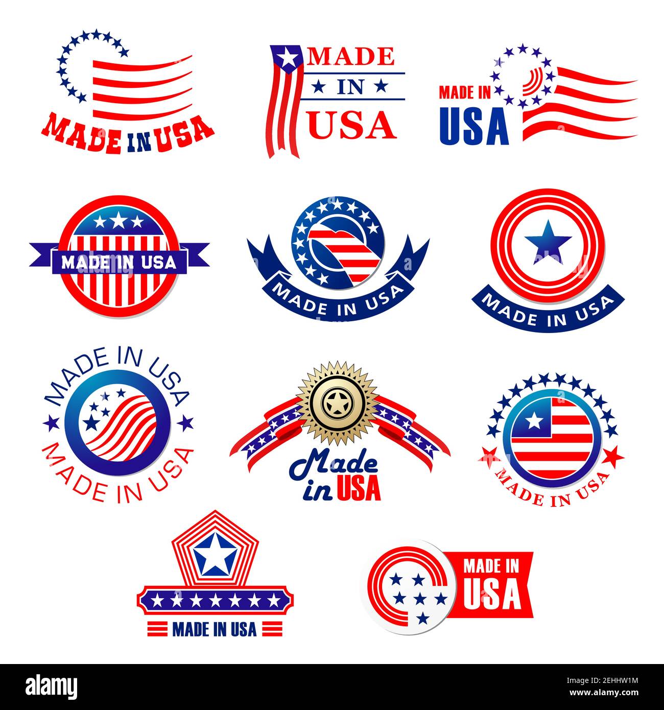 Made in USA premium quality product tags set. Vector badge made in ...