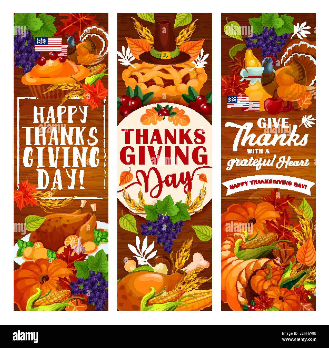 Thanksgiving Day greeting banner for autumn harvest holiday celebration ...