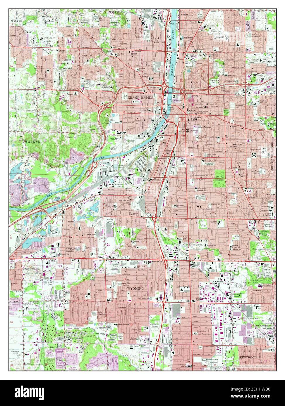 Grand rapids map Cut Out Stock Images & Pictures - Alamy