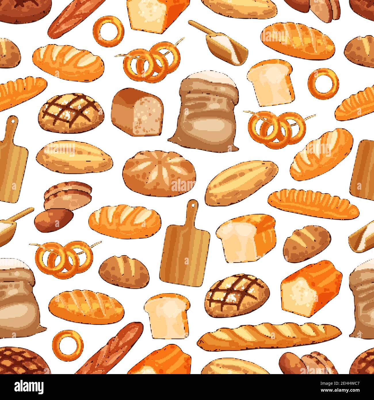 Bread and pastry seamless pattern background for food product design ...