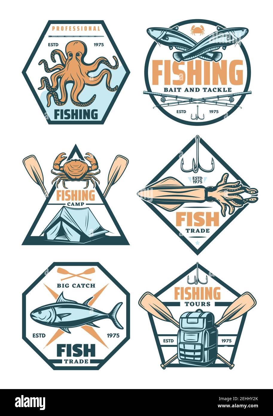 Fishing badges Stock Vector Images - Alamy