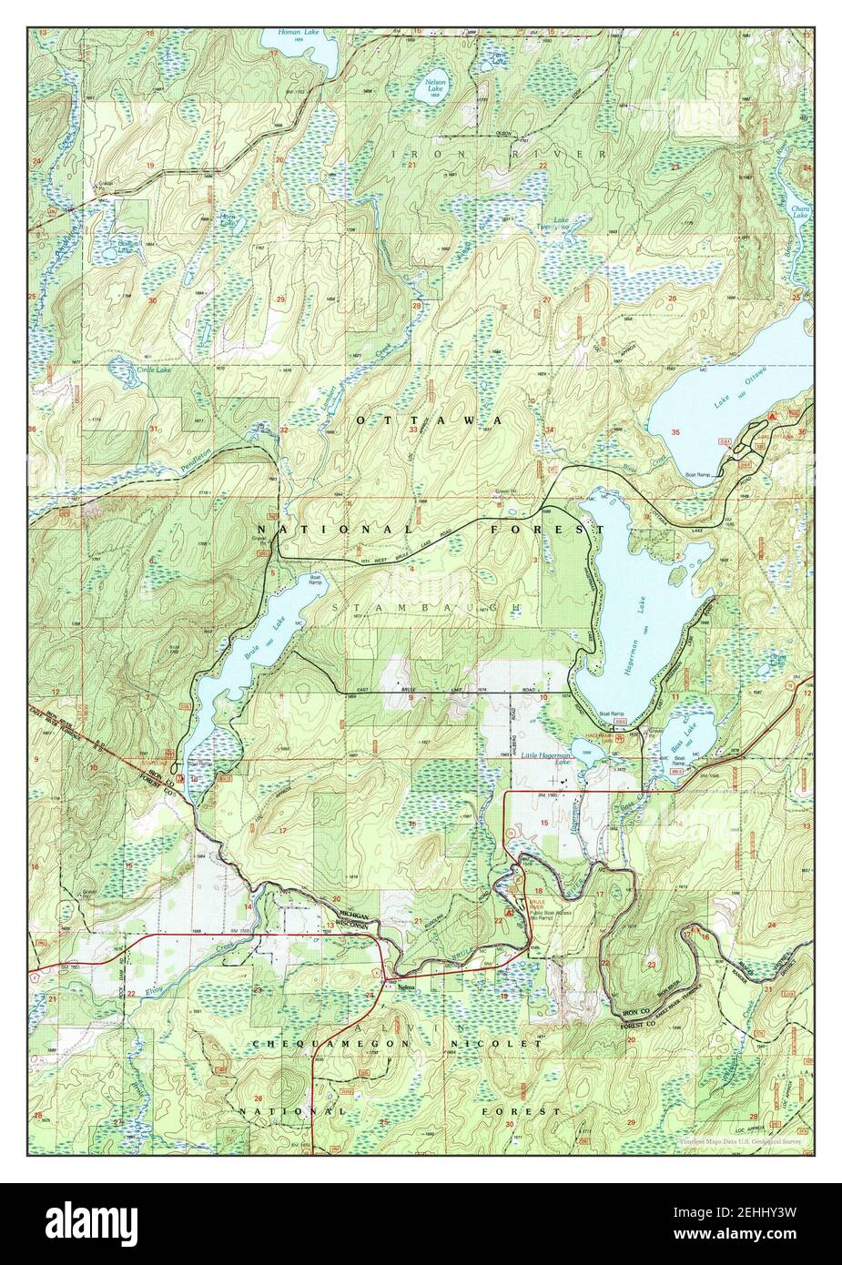 Hagerman Lake, Michigan, map 1999, 1:24000, United States of America by ...