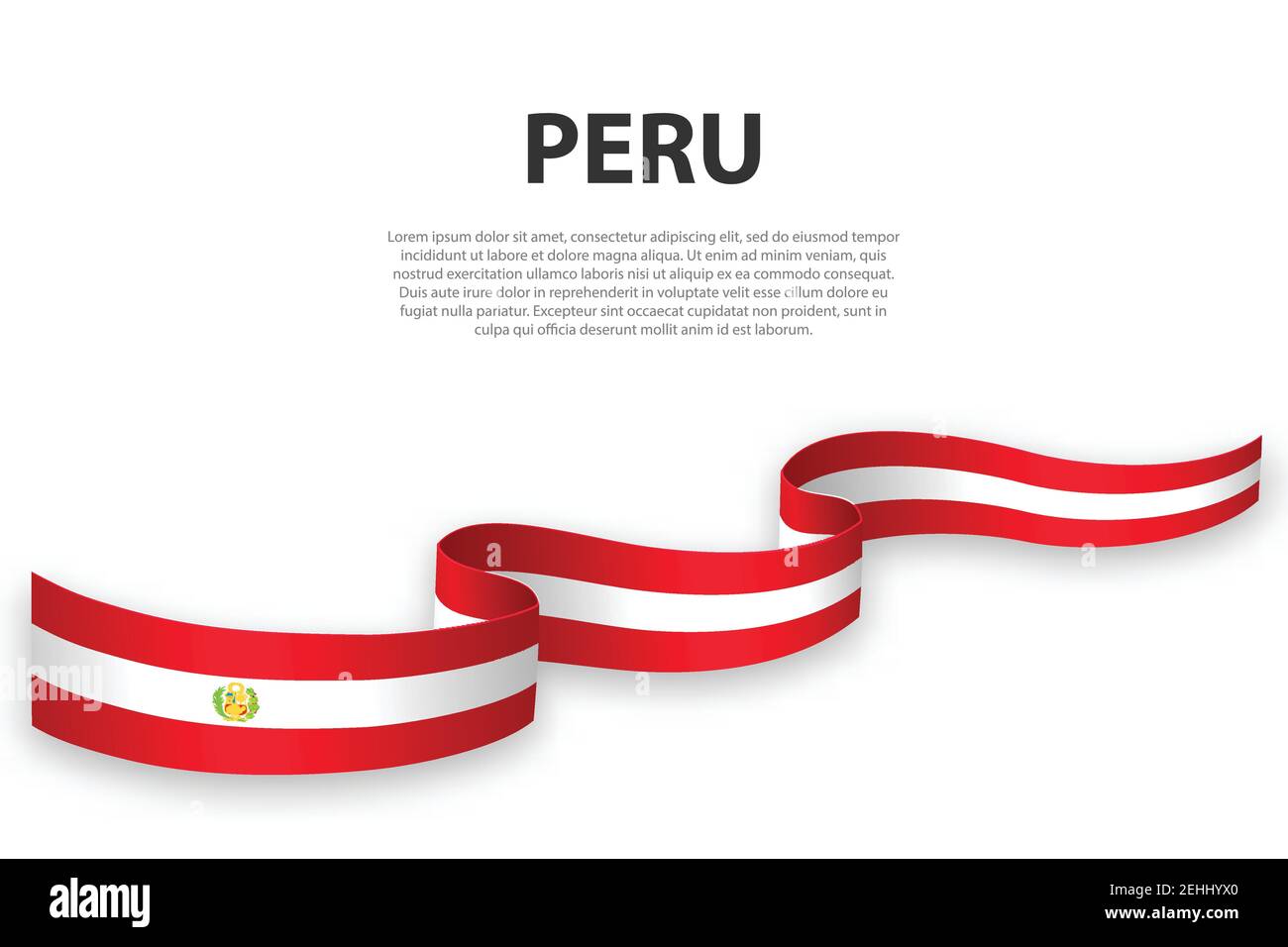 Waving ribbon or banner with flag of Peru. Template for independence ...