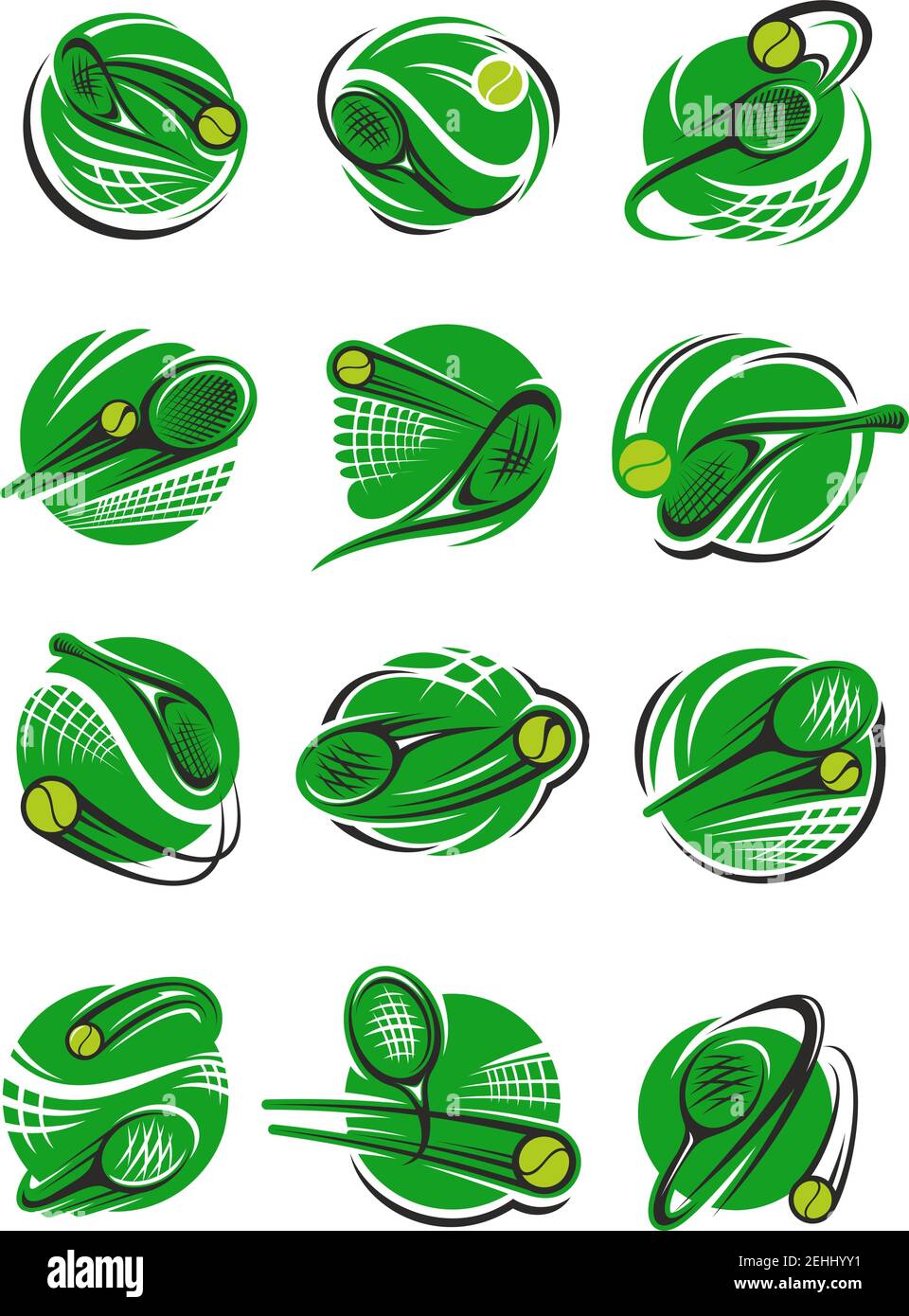 Tennis sport club and tournament icon with green court and ball. Tennis ...