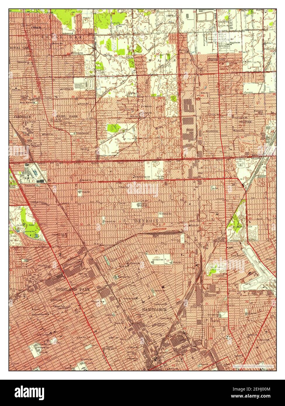 Highland Park, Michigan, map 1952, 1:24000, United States of America by ...