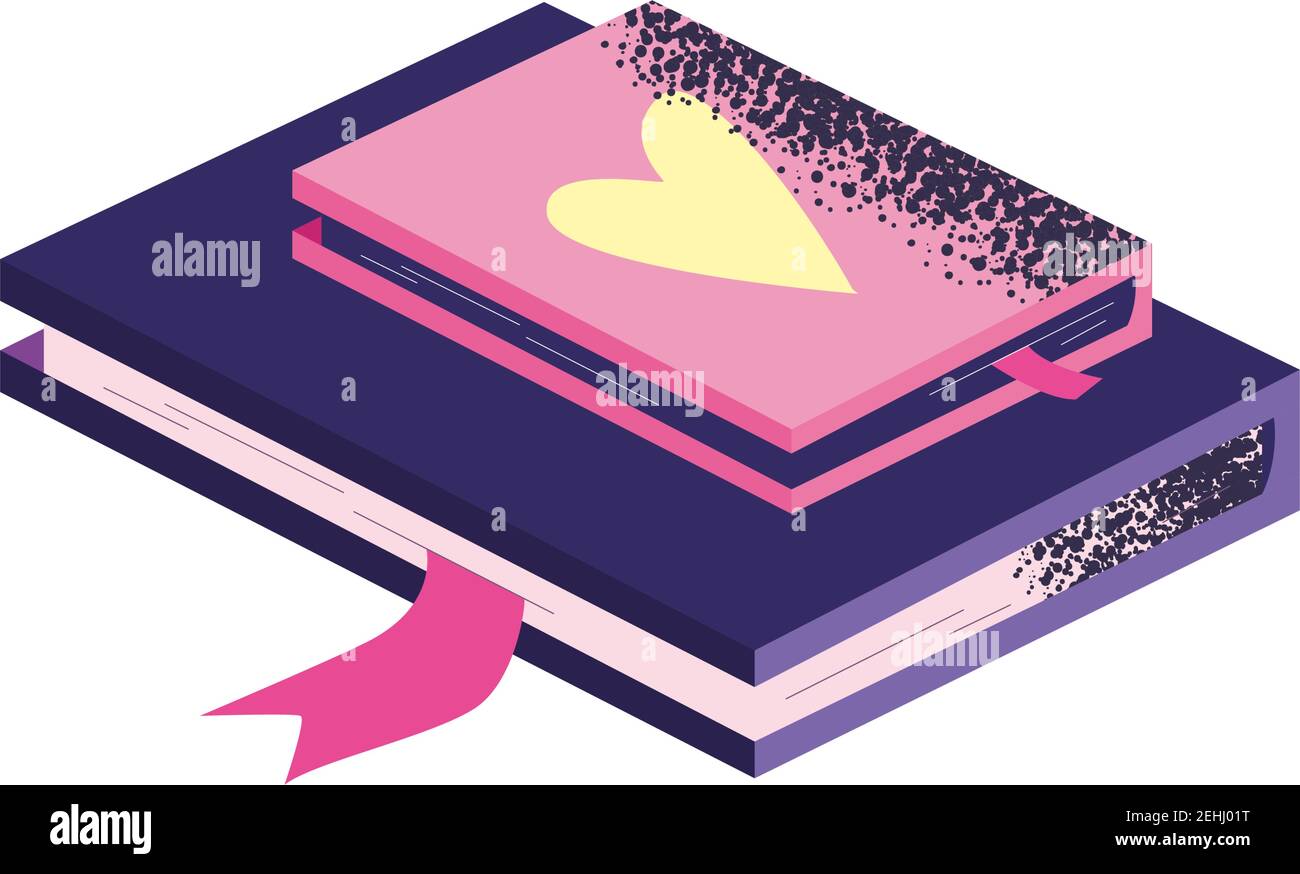 isometric love books design, Education literature and read theme Vector ...