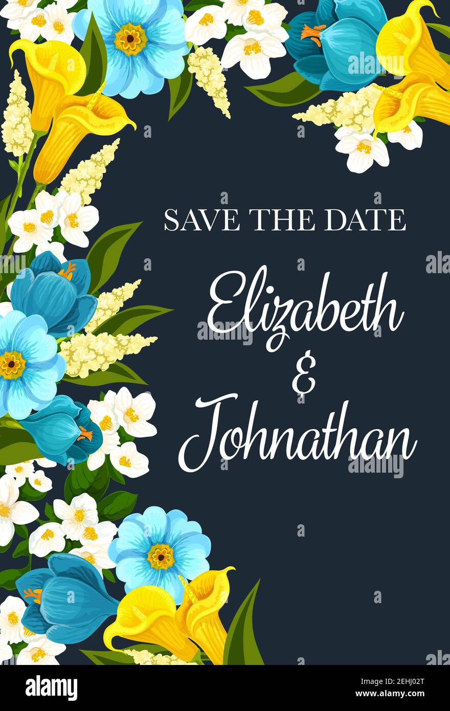 Save the date floral banner of wedding invitation design. Greeting card ...