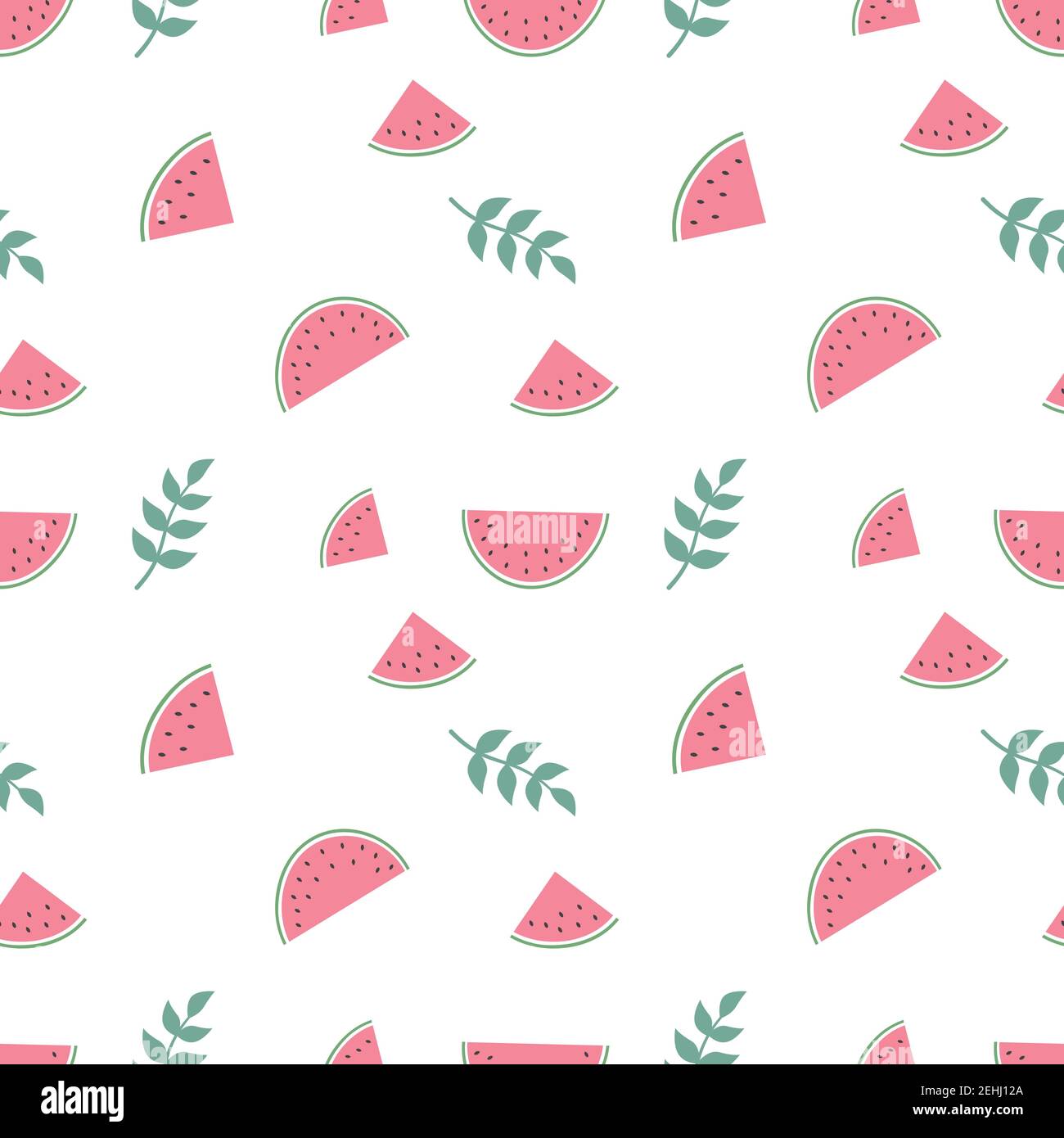 Cute seamless print with watermelon and twigs in pastel colours Stock ...