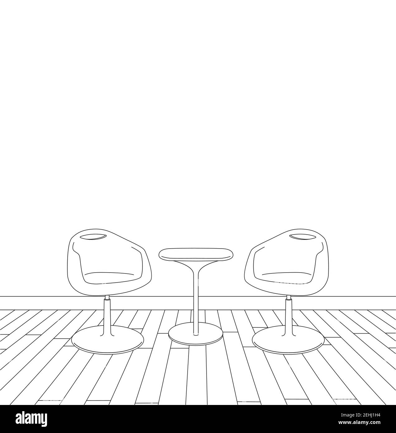 sketch of modern interior table and chairs. vector illustration Stock ...