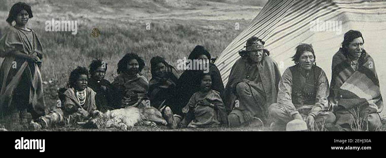Panorama, Piegan Indians in camp, probably Montana, ca 1893 Stock Photo ...