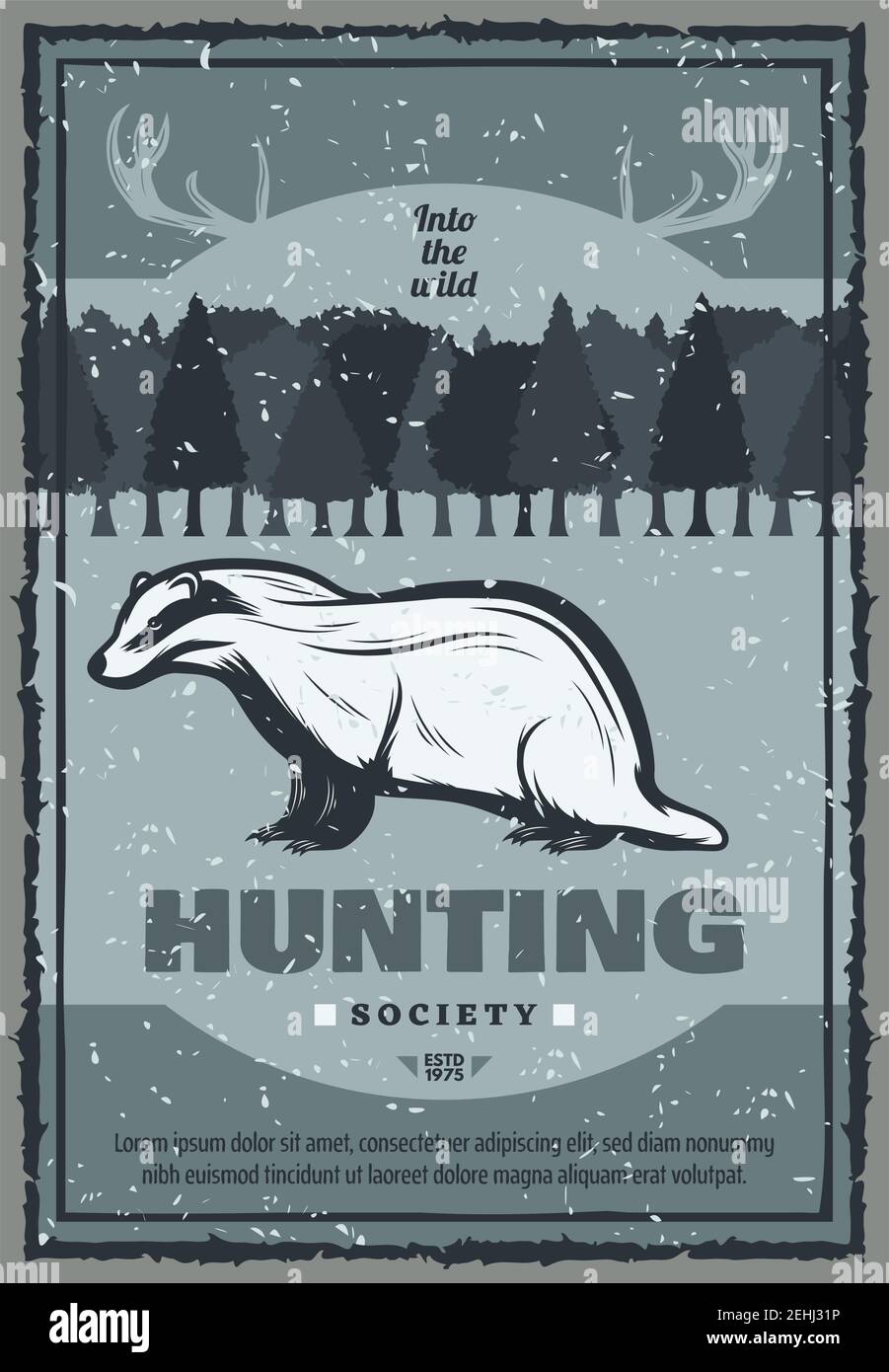 Hunting club retro poster for hunter society or open season. Vector ...