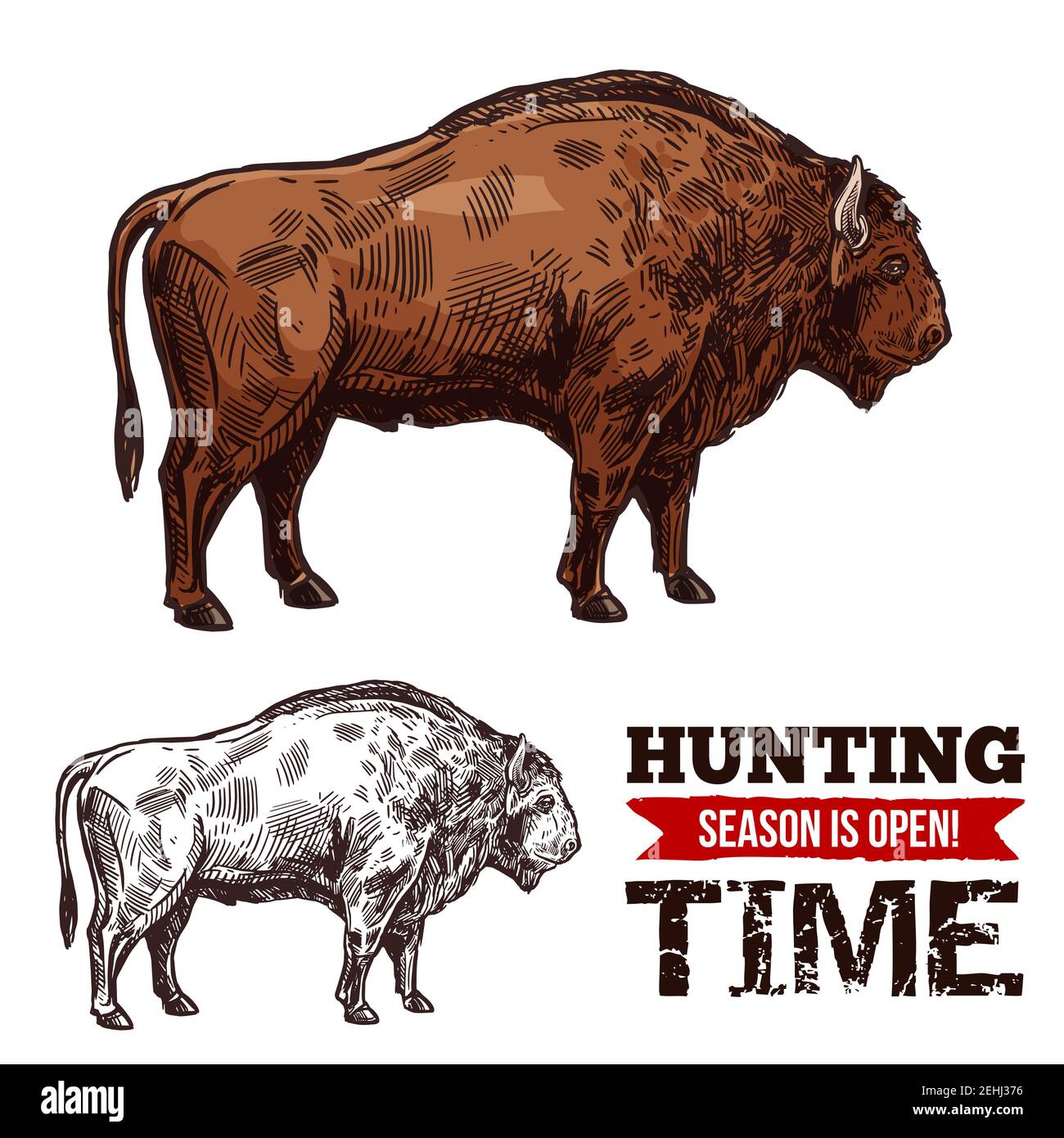 Hunting open season sketch poster for hunter society or hunt club ...