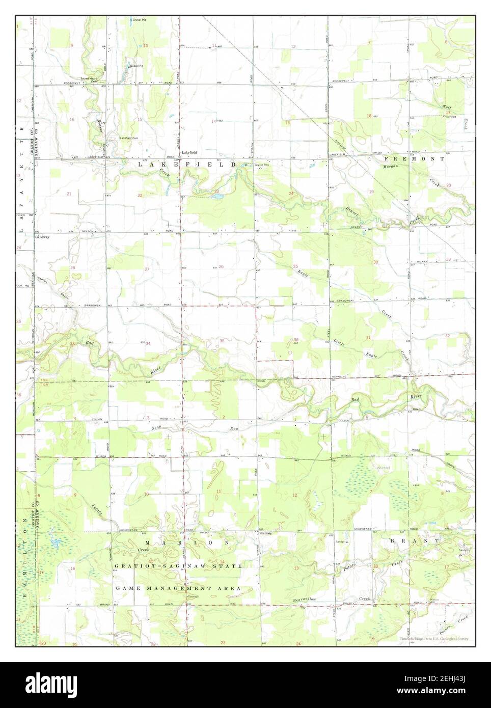 Lakefield, Michigan, map 1973, 1:24000, United States of America by ...