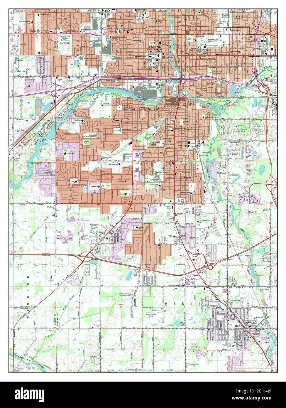 Vintage map of lansing hi-res stock photography and images - Alamy