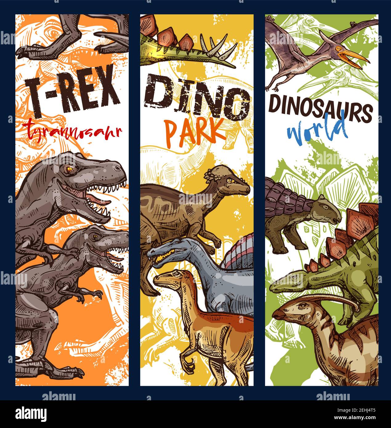 Dinosaur adventure park banner with jurassic animal. Dino monster ...