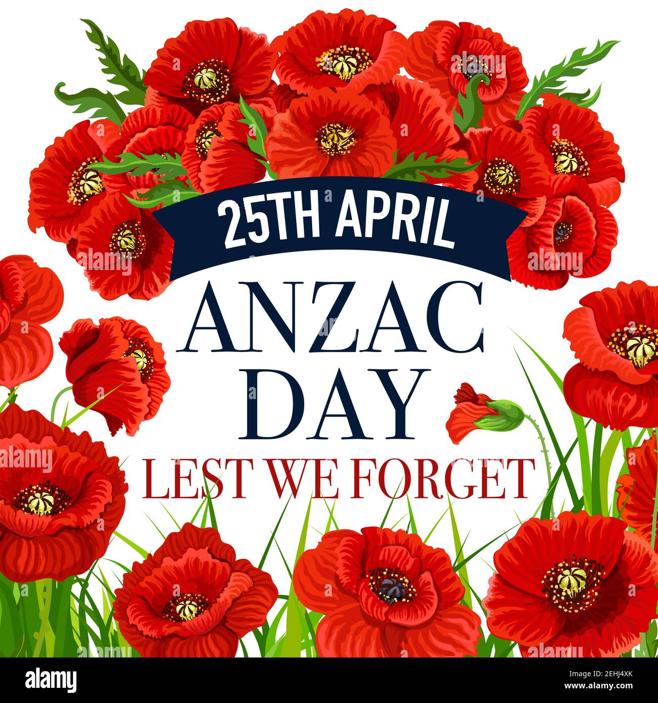 Anzac Day greeting card for Lest We Forget war commemorative day of ...