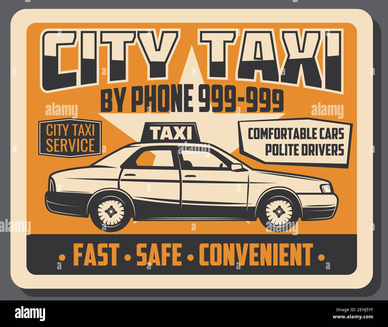 City taxi service retro advertisement poster for passenger ...