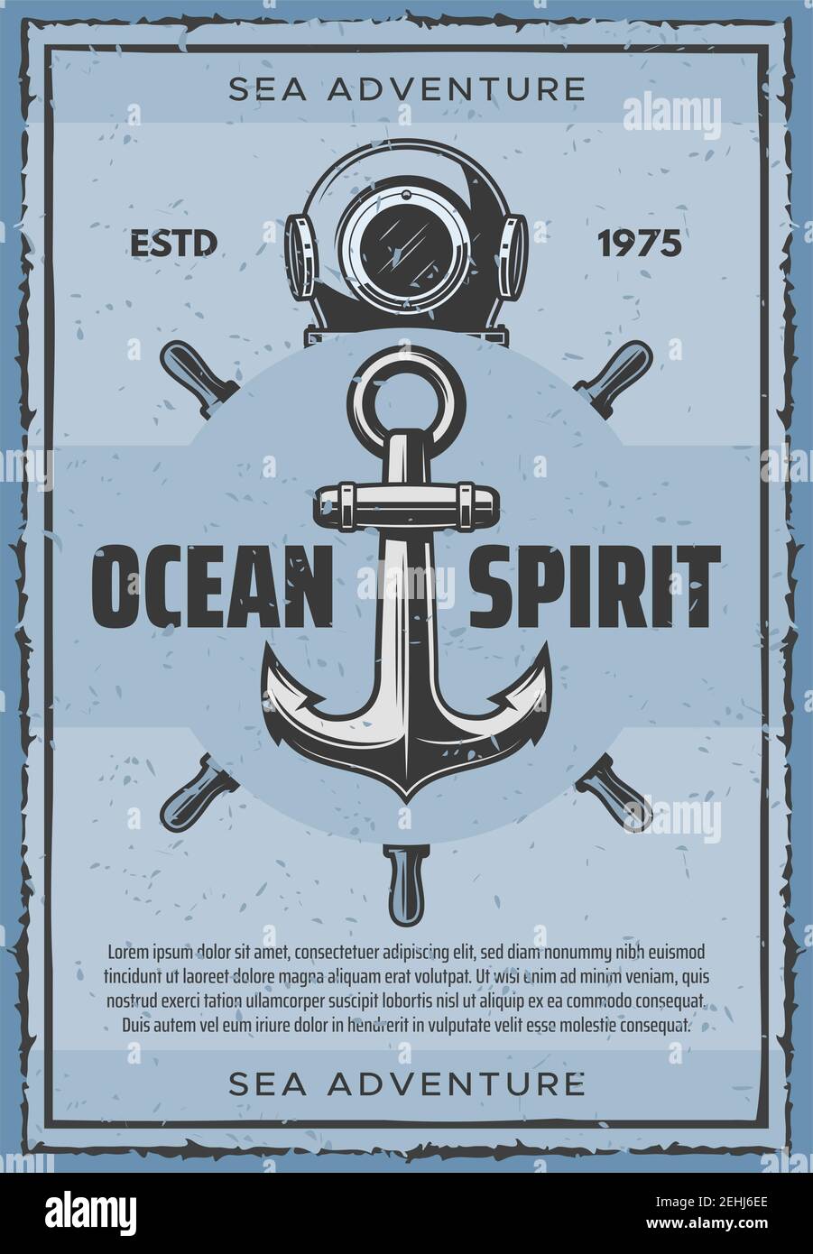 Ship anchor vintage nautical poster for seafarer sailing. Vector retro ...